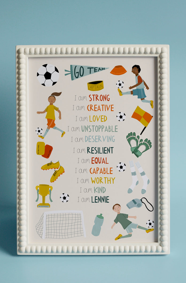 Personalised Football Themed Affirmation Art Print Unframed – Abel and ...