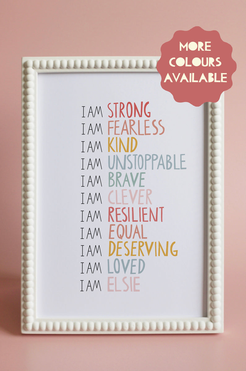 Personalised 'I Am Strong' affirmation Art Print unframed – Abel and ...