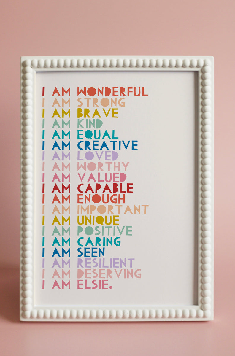 Personalised I am Wonderful Affirmation Art Print Unframed – Abel and ...