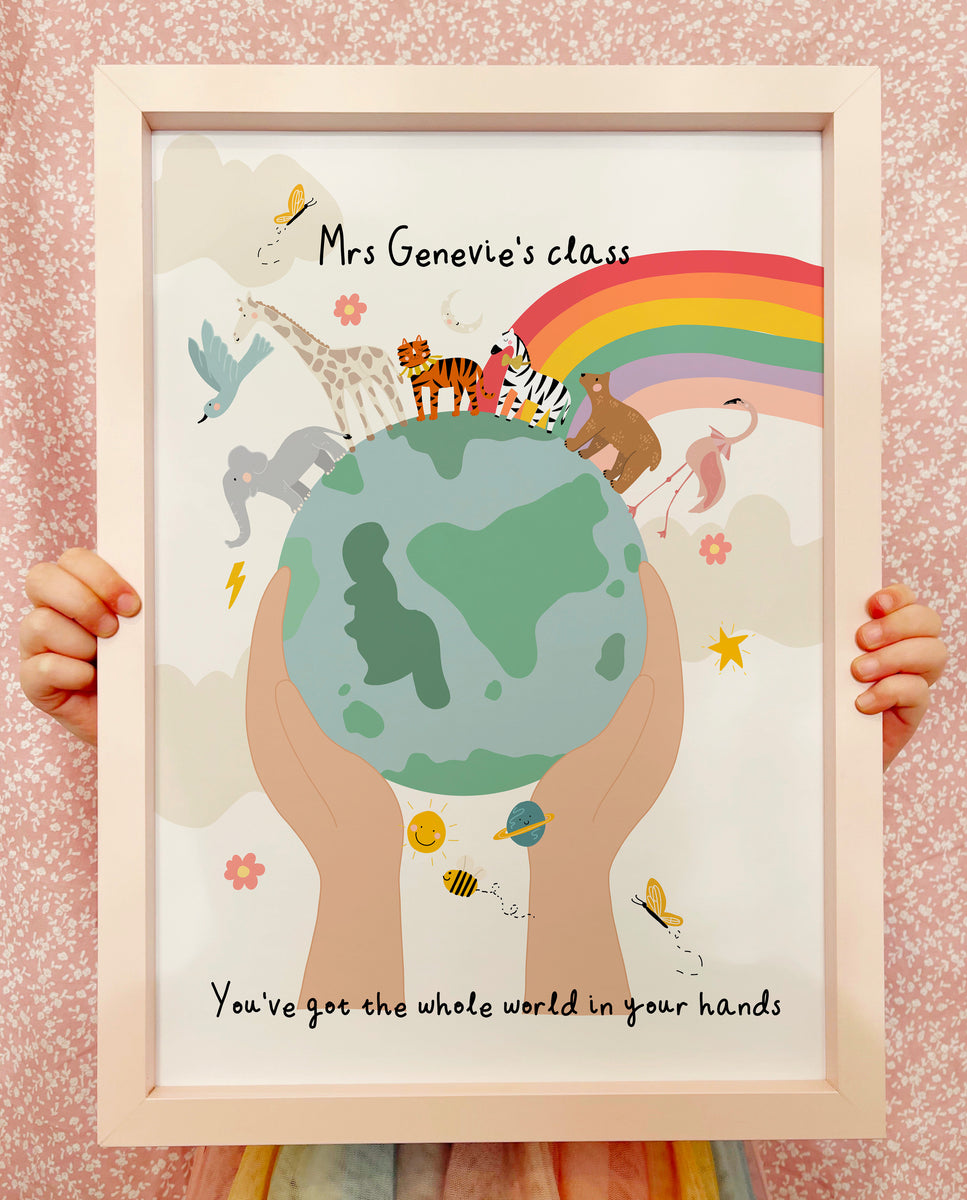 Personalised you’ve got the whole world in your hands Art Print – Abel ...