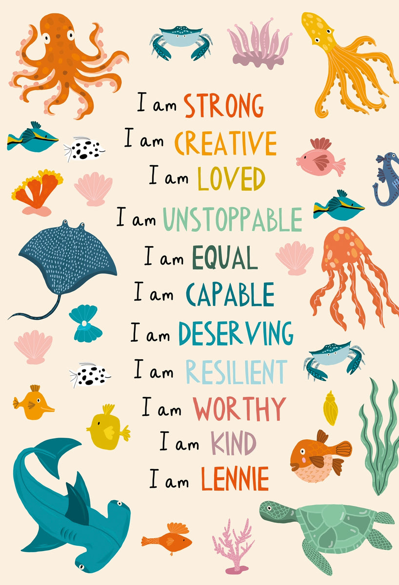 Personalised Under The Sea Affirmation Art Print – Abel and The Label