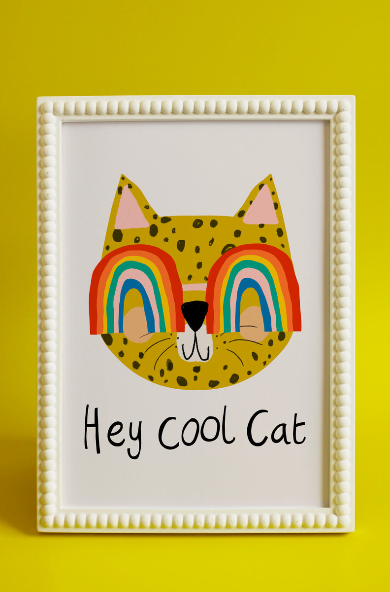 Hey Cool Cat Rainbow Leopard Art Print Unframed – Abel and The Label