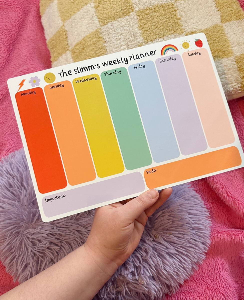 Personalised Wipeable Aluminium Weekly Planner Board A4 Size – Abel and ...