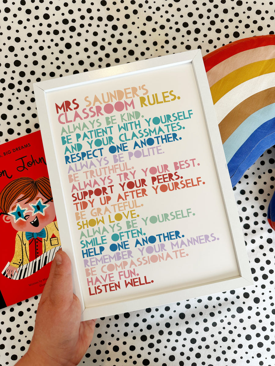 Personalised Classroom Rules Art Print – Abel and The Label