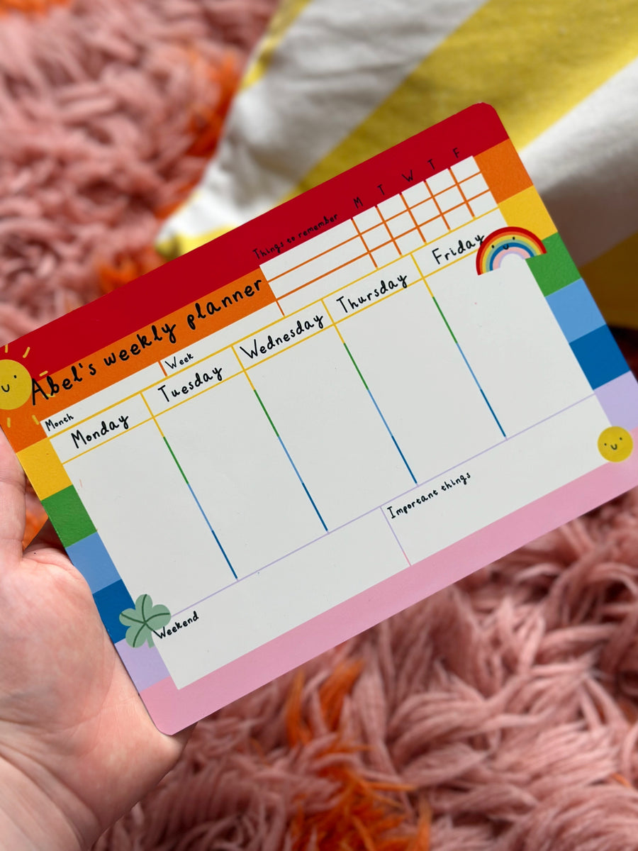 Personalised Wipeable Weekly Planner Aluminium Board A5 Size – Abel and ...