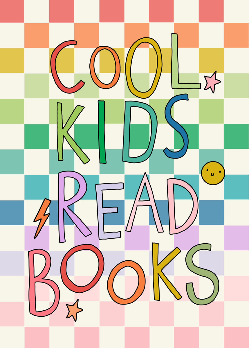 Checked Cool Kids Read Books Art Print – Abel and The Label