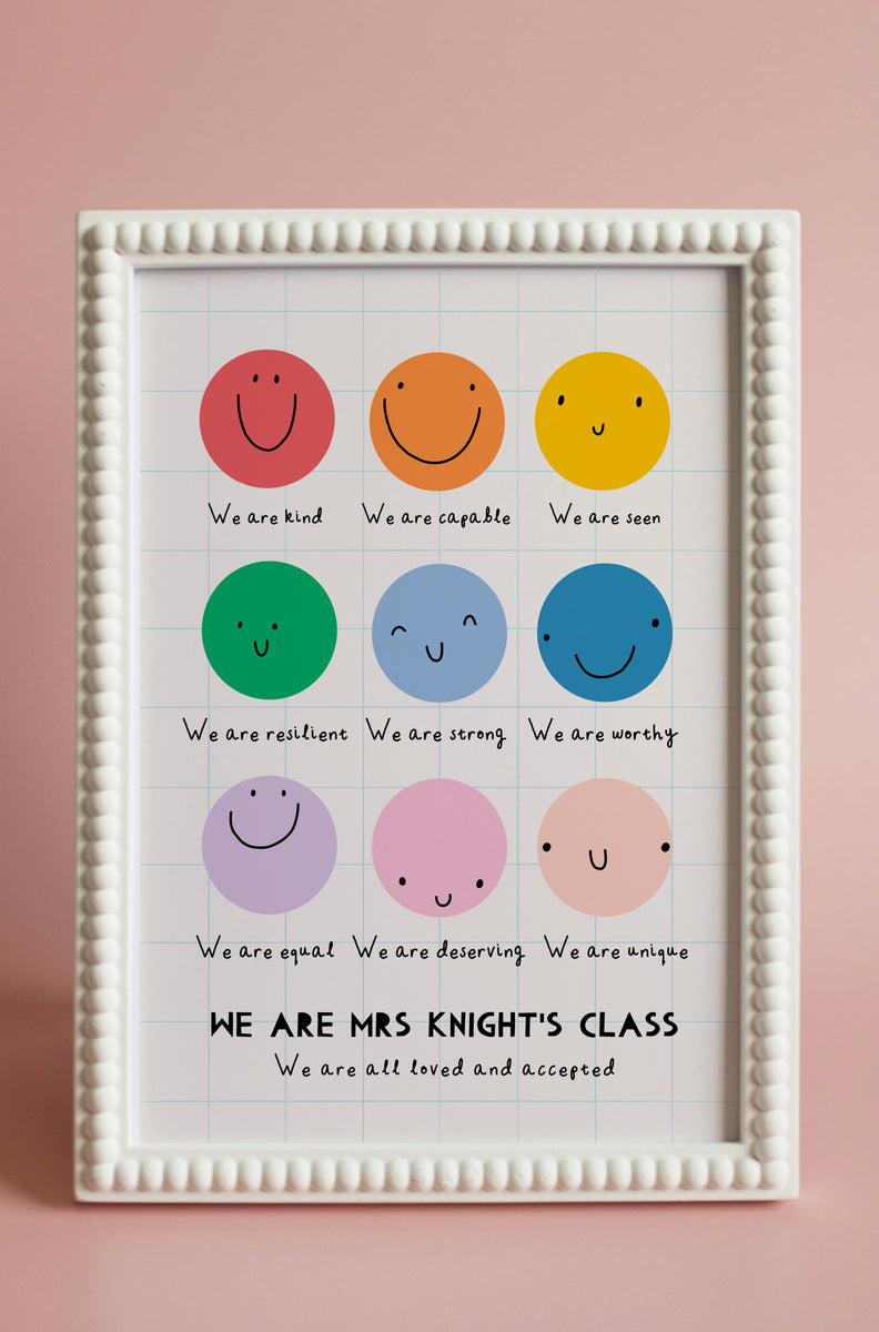 Personalised Smile Face Affirmation Teacher art print Unframed – Abel ...