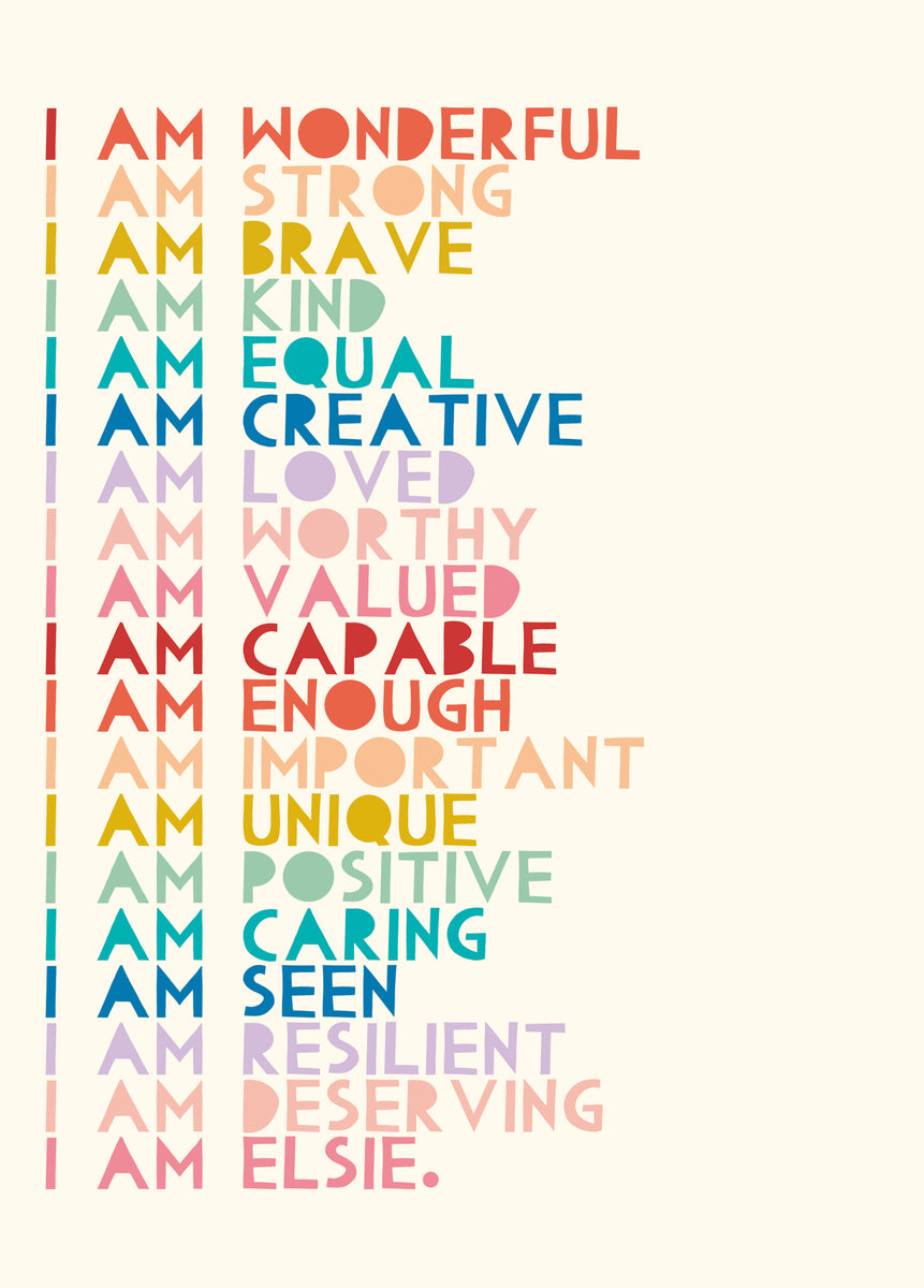 Personalised I am Wonderful Affirmation Art Print – Abel and The Label