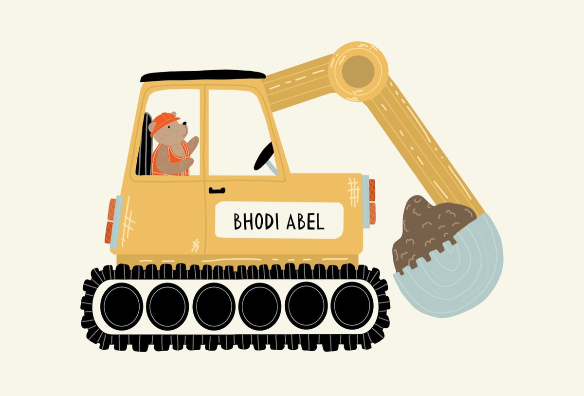 Personalised Excavator Digger Art Print – Abel and The Label